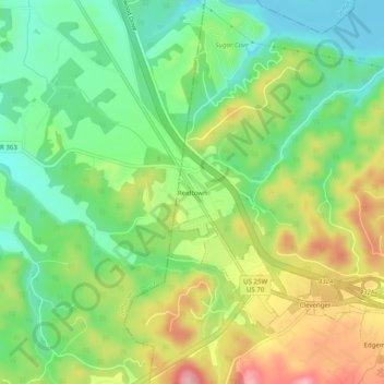 Mapa topográfico Reidtown, altitud, relieve
