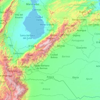 Mapa topográfico Región Los Andes, altitud, relieve